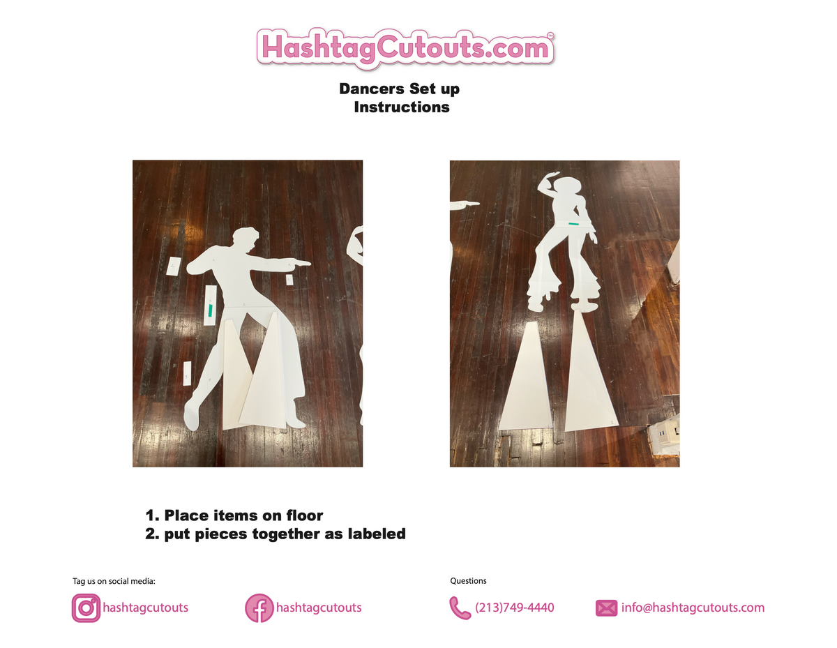Dancing Couple Cutouts | Two 70's Disco Party Dancers – Hashtag Cutouts