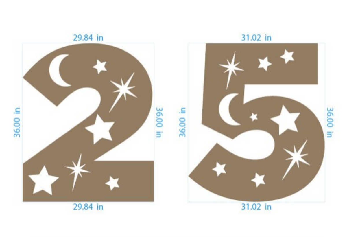 Custom Wood Numbers | Age with Stars and Moon Cutout – Hashtag Cutouts