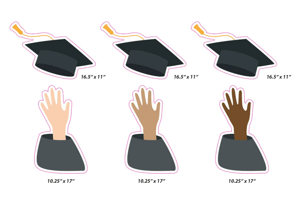 Graduation Yard Decor | Hands Throwing Hats at Graduation Celebration ...